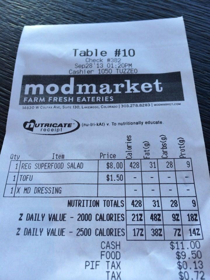 Menu at Modern Market Eatery restaurant, Lakewood, W Colfax Ave Unit 130