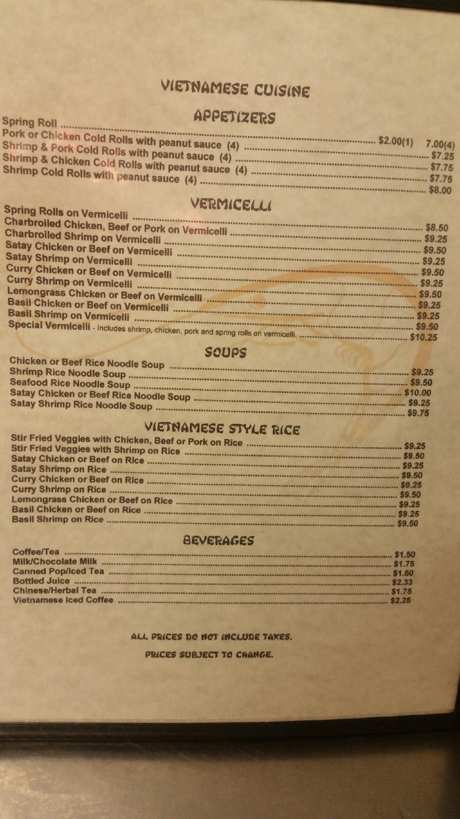 Menu at Spicy Peppercorn Chinese & Vietnamese Restaurant, Prince Albert ...