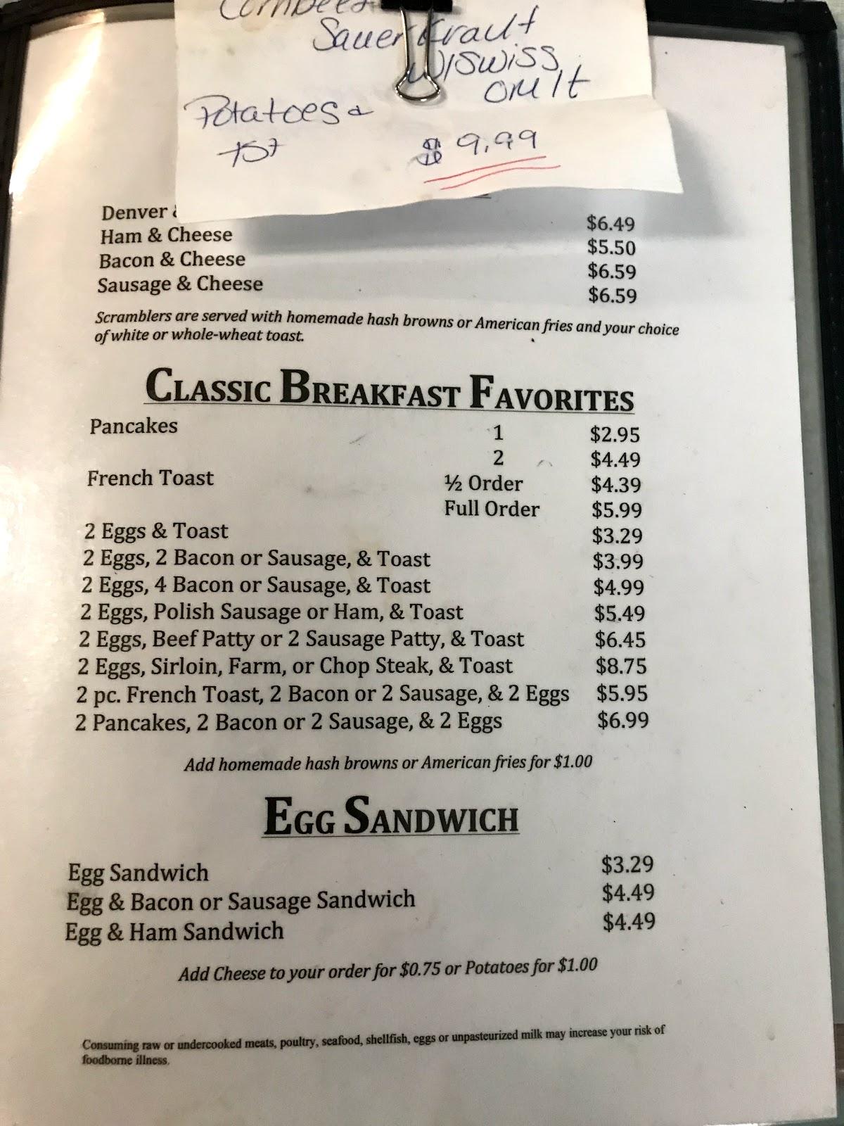 Menu at Two Brothers restaurant, Milwaukee