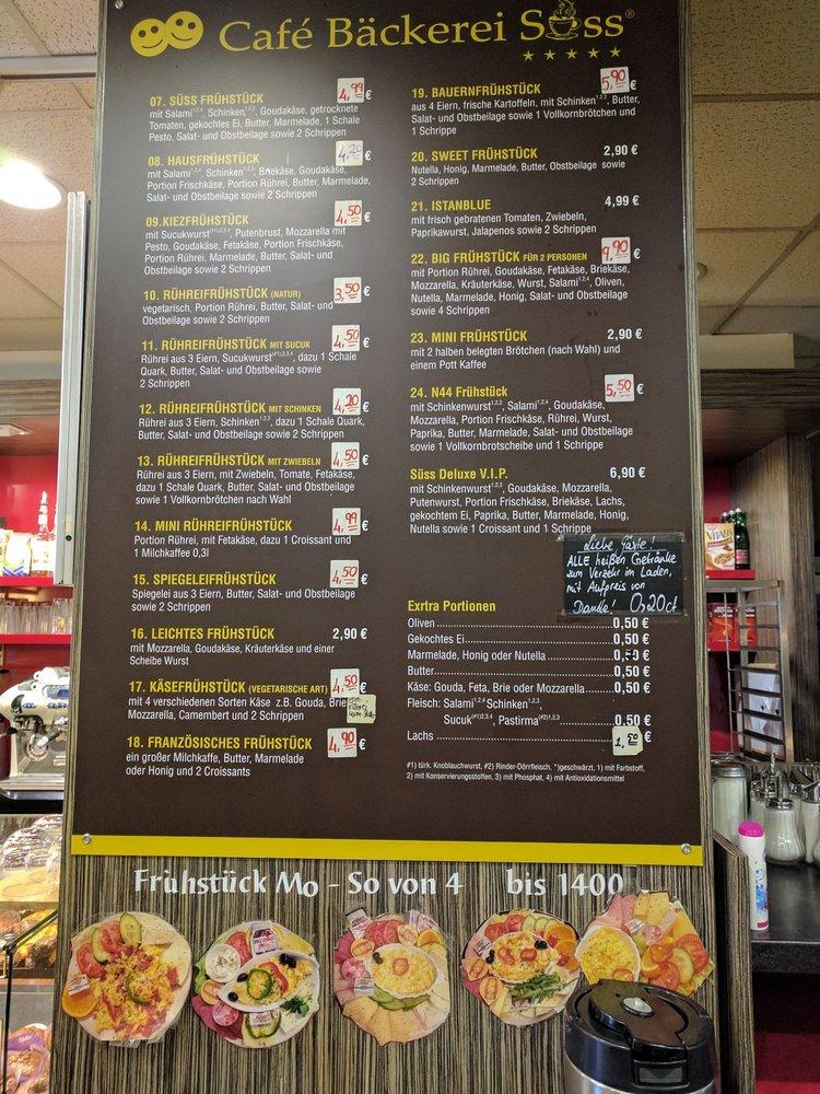 Speisekarte von Café Bäckerei Süss⭐️⭐️⭐️⭐️⭐️, Berlin, Sonnenallee 5