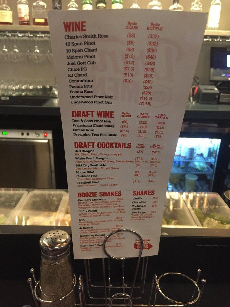 Menu at Curbside Burgers restaurant, Baton Rouge, Government St