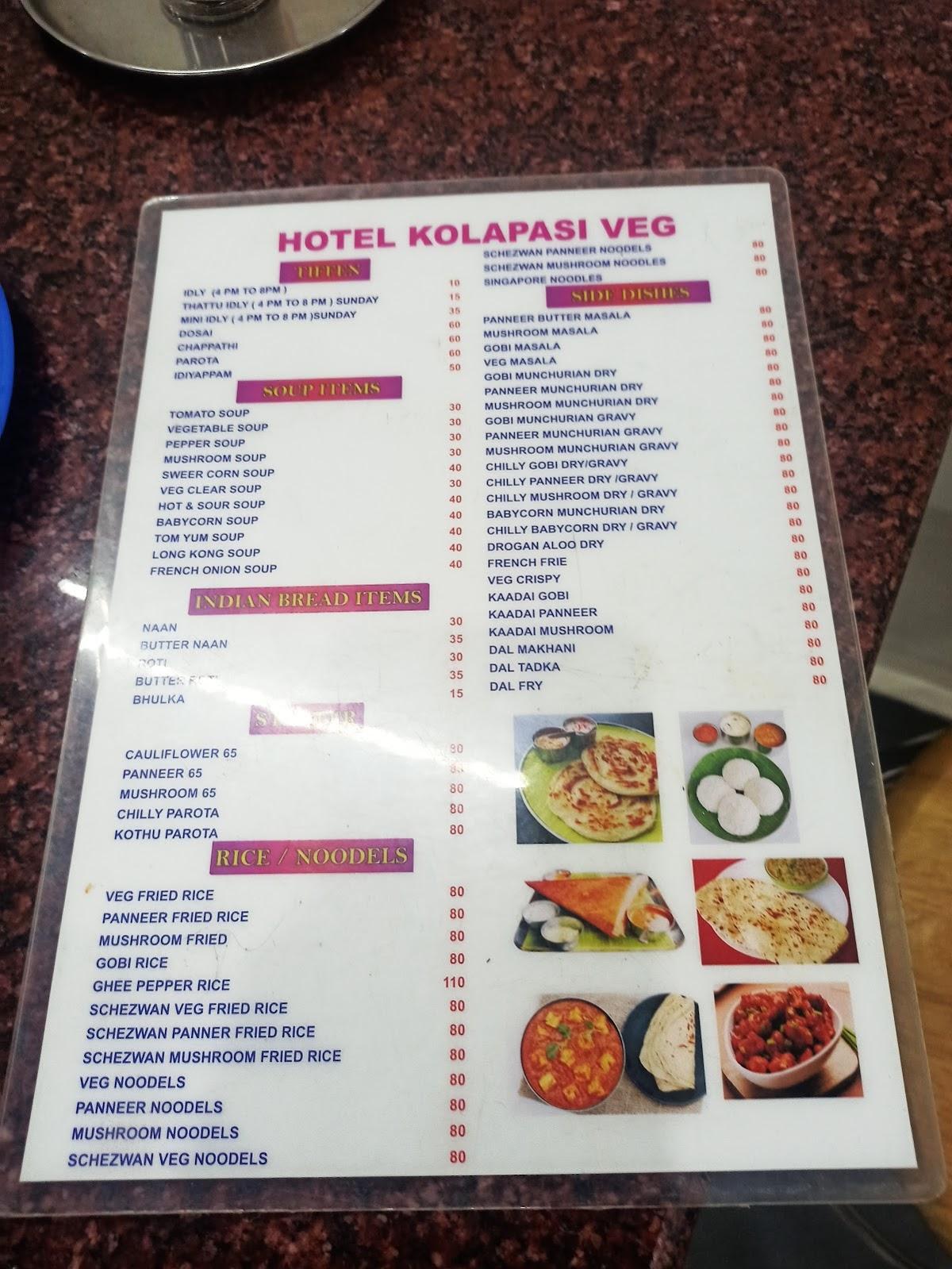 Menu at Hotel kolapasi Veg & Non Veg, Kanchipuram