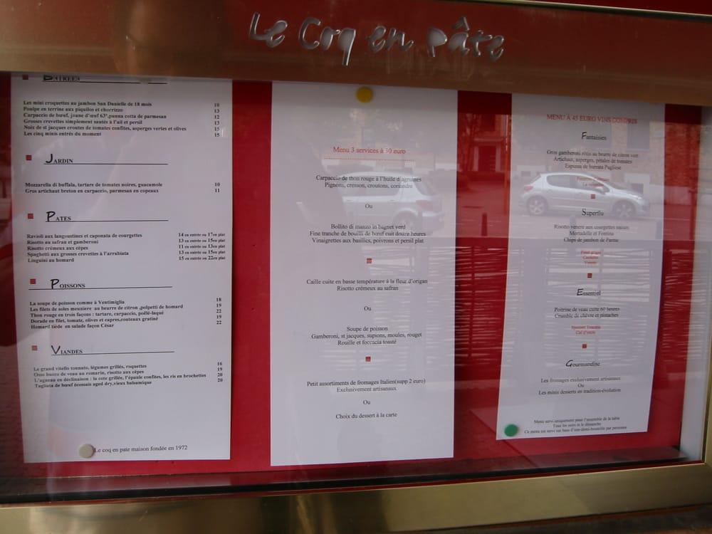 Menu au Le Coq en Pâte, Woluwe-Saint-Lambert
