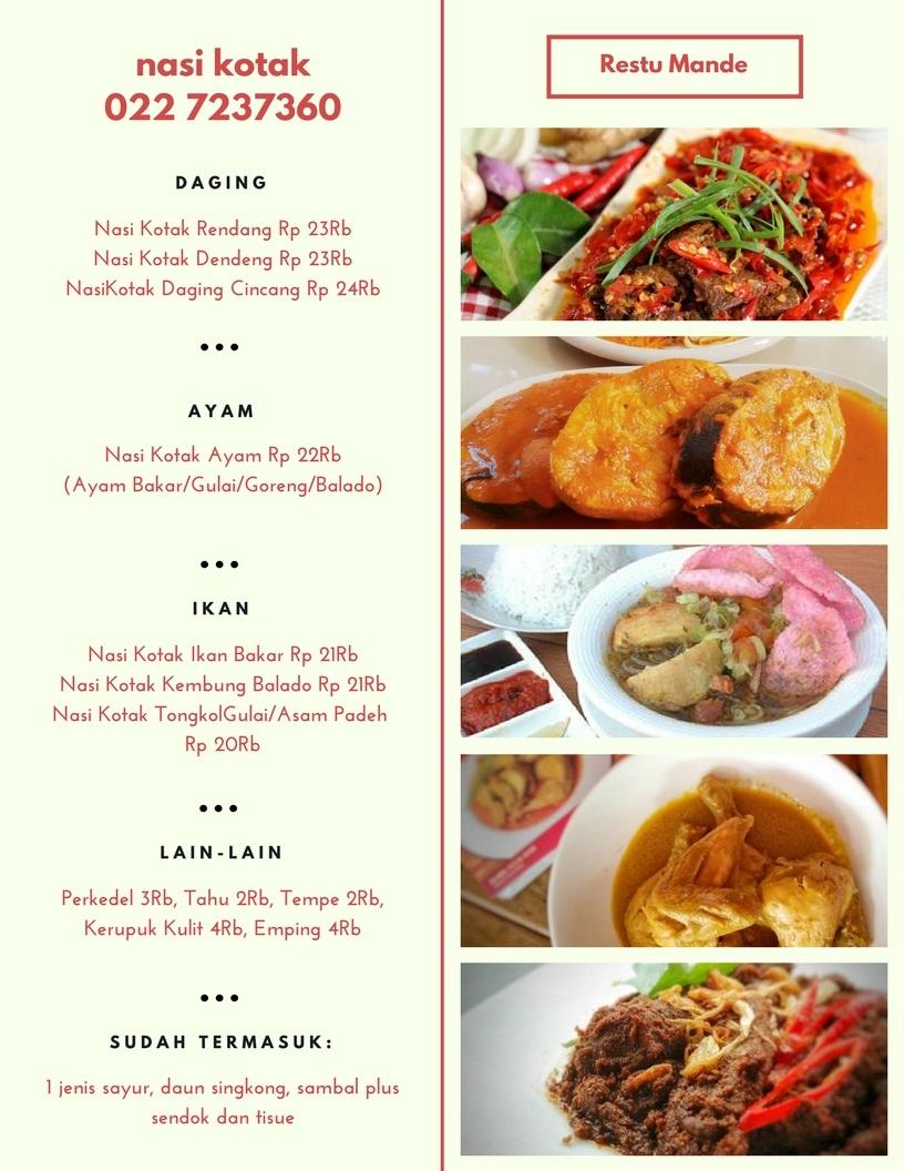 Menu at Rumah Makan Restu Mande Bandung restaurant, Bandung