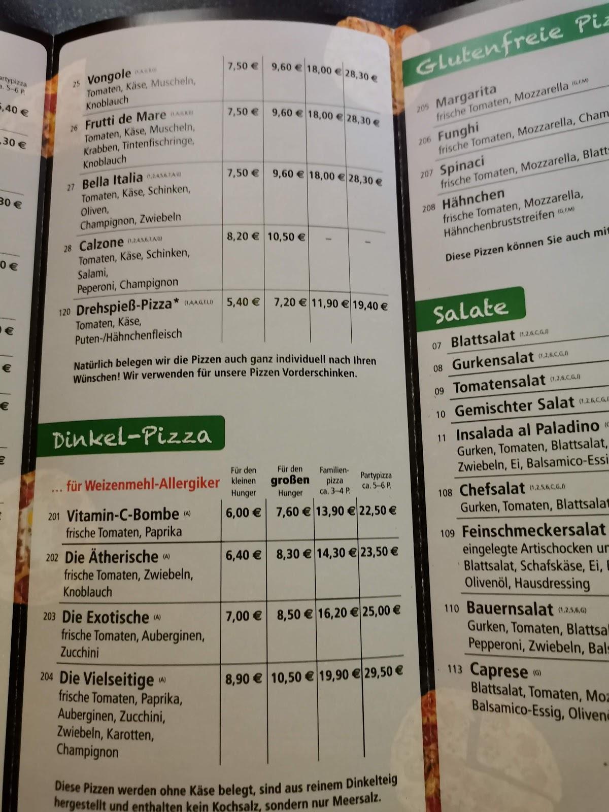 Speisekarte von Pizza-Partyservice Roland Zähringer, Weidenberg