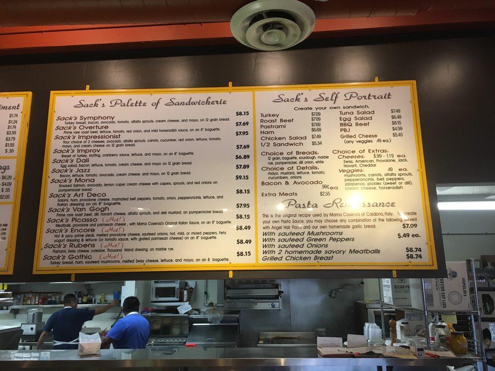 Menu at Sacks Hardy fast food, Tempe