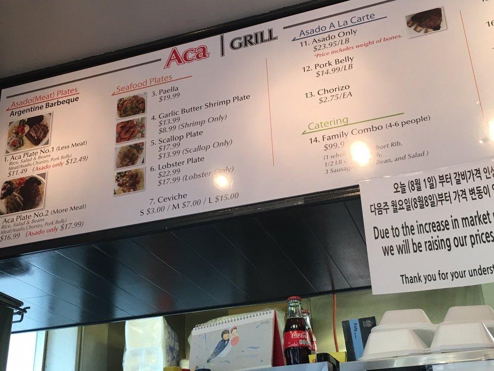 Menu at Aca Grill BBQ, Los Angeles, W 8th St