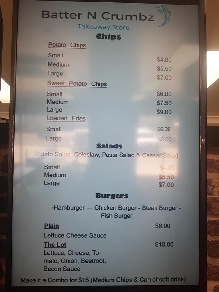 Menu at Batter n Crumz fast food, Kingaroy