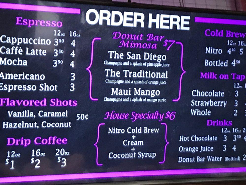 Menu at Donut Bar, San Diego, 631 B St