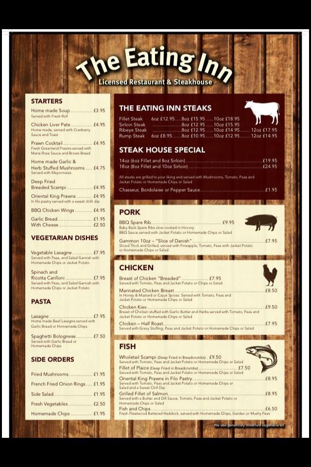 Menu at The Eating Inn pub & bar, Blackpool, The Eating Inn