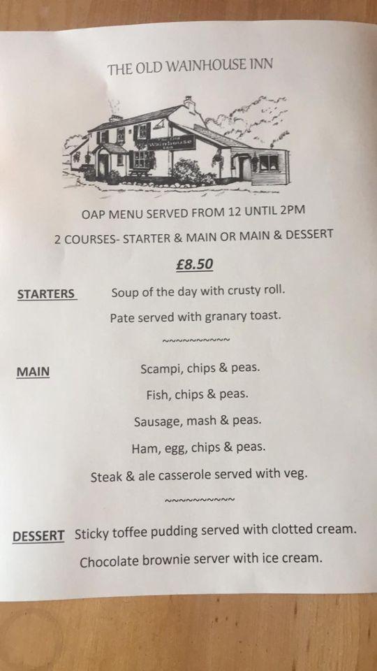 Menu at The Old Wainhouse Inn pub & bar, Poundstock