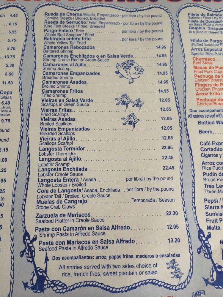 Menu at Bahamas Fish Market & Restaurant, Miami