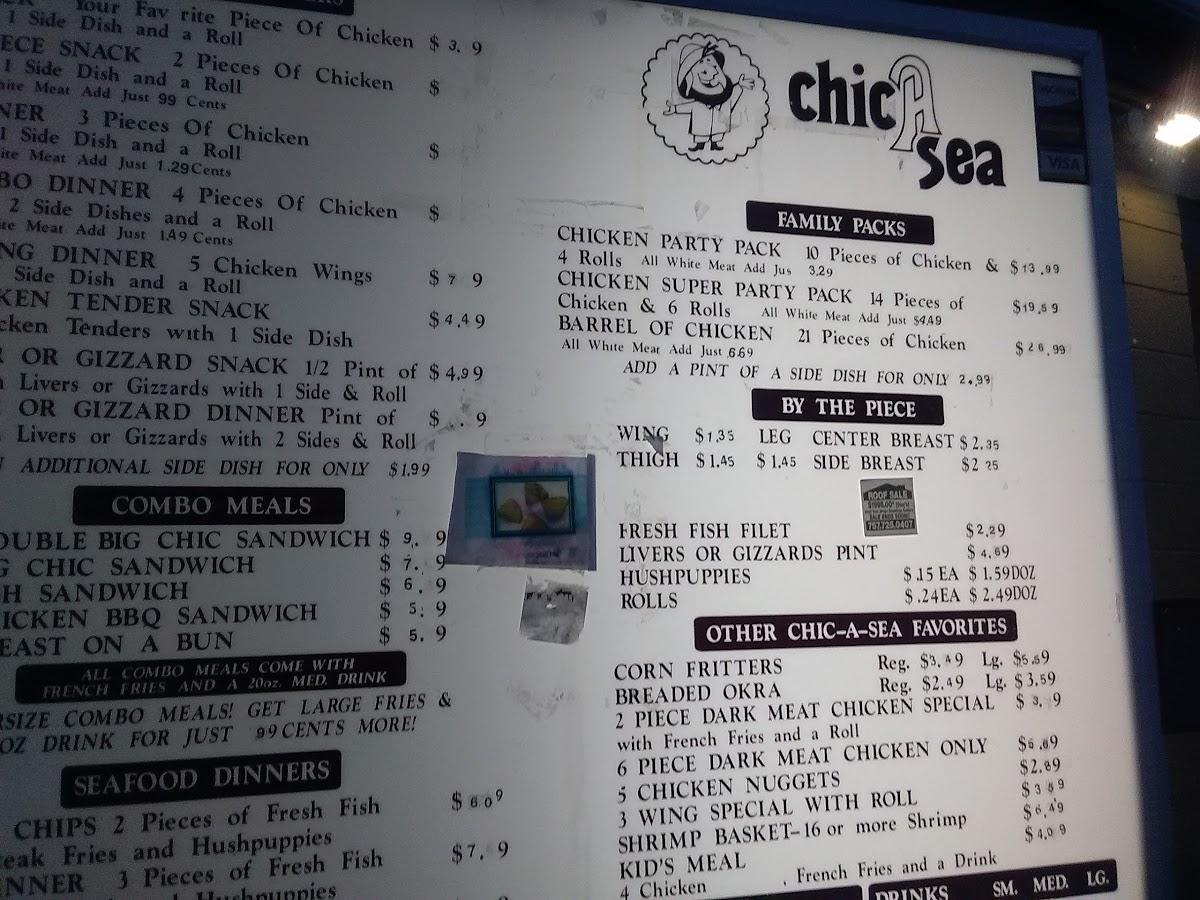 Menu at Chic-A-Sea Restaurant, Newport News, Jefferson Ave