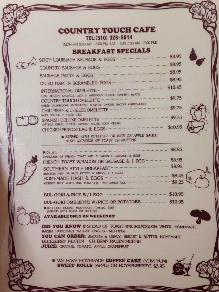 Menu at Country Touch Cafe, Torrance