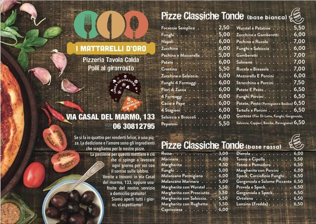 Menu da I Mattarelli d'Oro ristorante, Roma