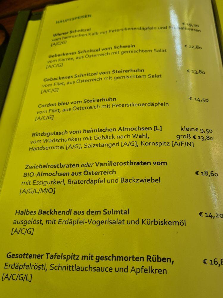 Speisekarte von Klein Steiermark restaurant, Wien