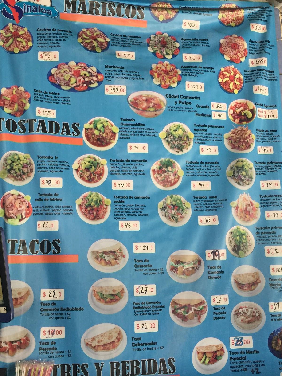 Carta del restaurante Sina Mariscos y Tacos, Guadalajara