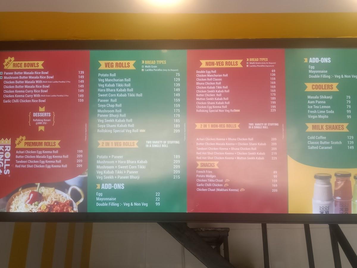 Menu at ROLLSKING GAJRAULA, Gajraula