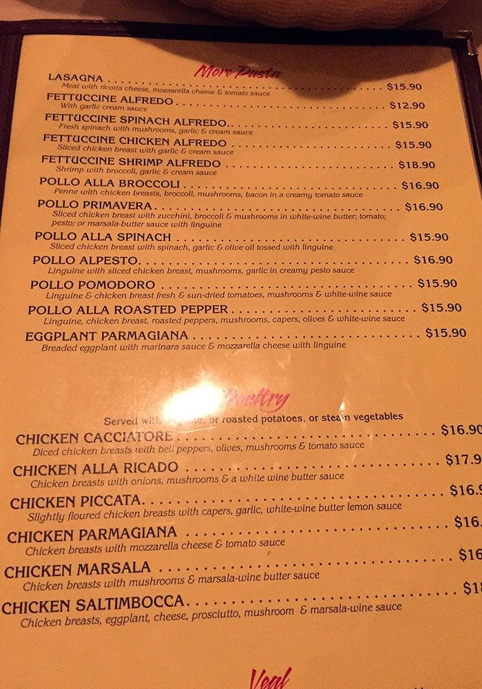 Menu at Ricado's Italian Restaurant, Aiea