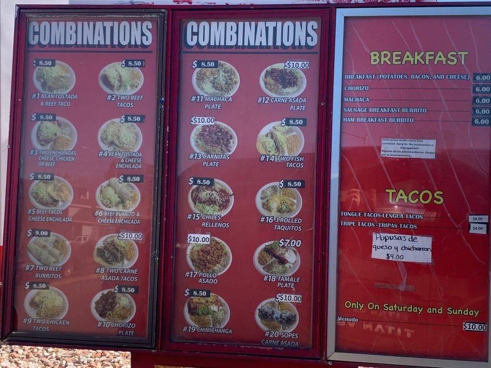 Menu at Rodolfo's Mexican Grill restaurant, Cheyenne