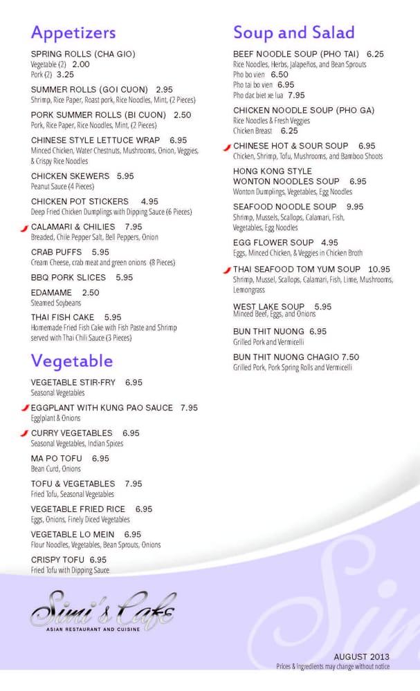 Menu at Simi's Cafe, Gilbert, E Baseline Rd #118