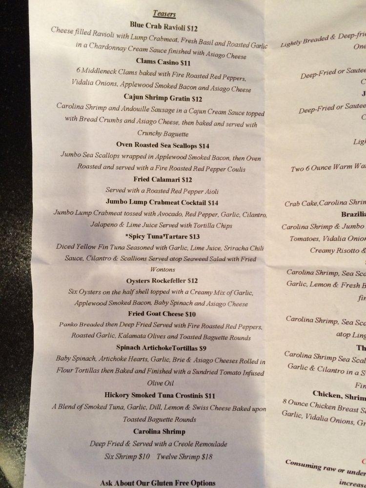 Menu at Dinky's Waterfront Restaurant, Hatteras