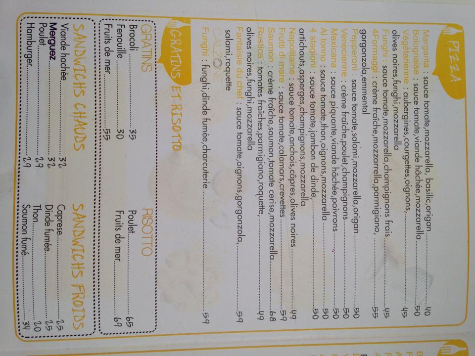 Menu at Il Piatto pizzeria, Casablanca