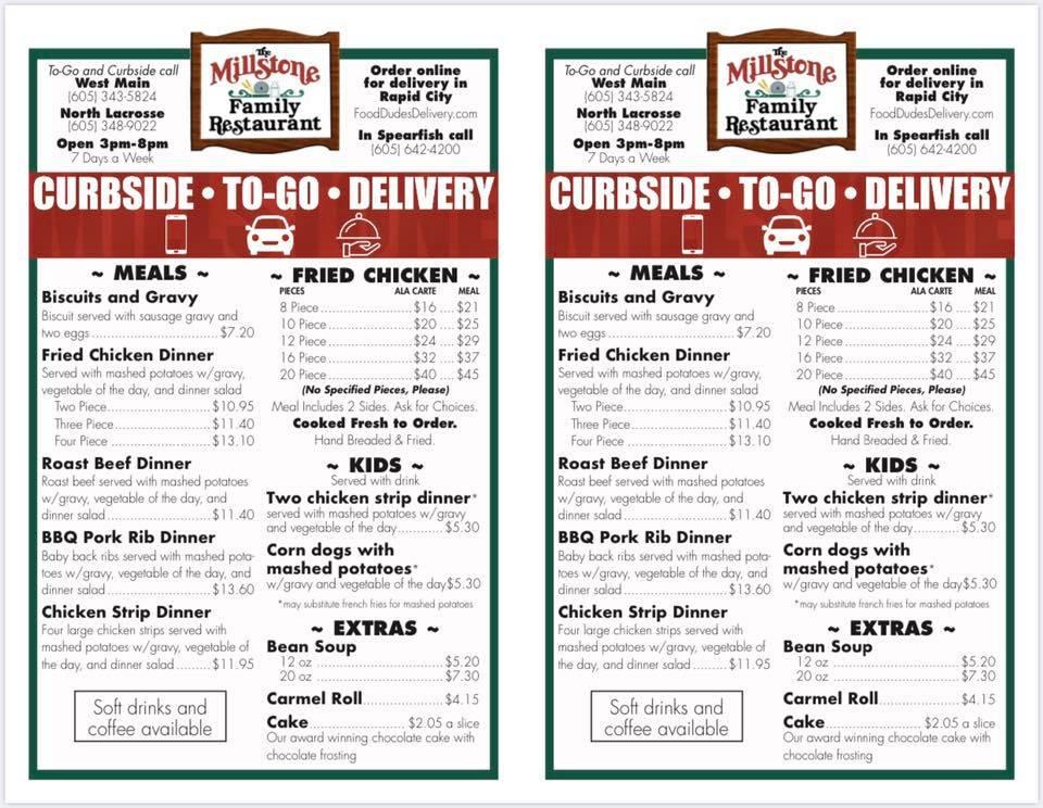Menu at Millstone Family Restaurant, Rapid City, N Lacrosse St