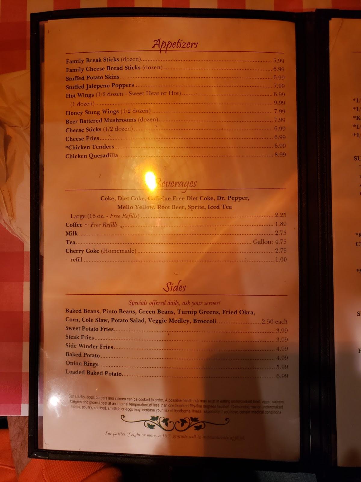 Menu at Winstead's American Grill & King of Pizza pizzeria, Spring City ...