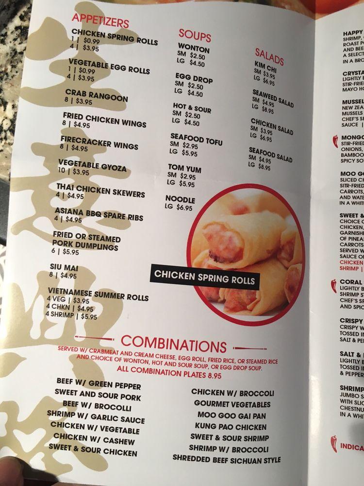 Menu at Asiana Grand Buffet restaurant, Asheville, Hendersonville Rd