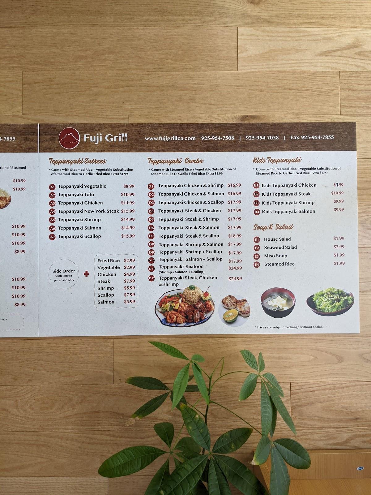 Menu at Fuji Grill fast food, Brentwood