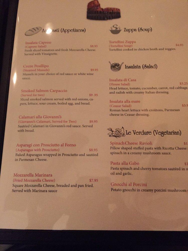 Menu at Giovanni's Italian Restaurant, Greenville, Woodruff Rd #4