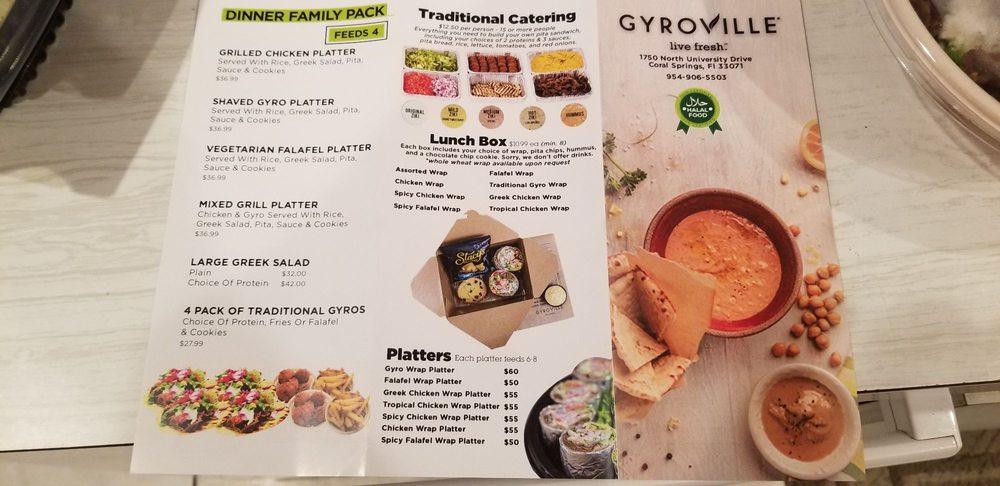 Menu at Gyroville restaurant, Coral Springs