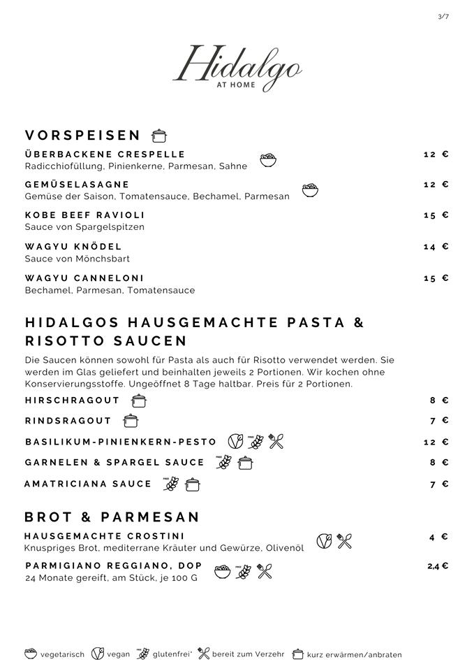 Speisekarte von Hidalgo steakhaus, Burgstall