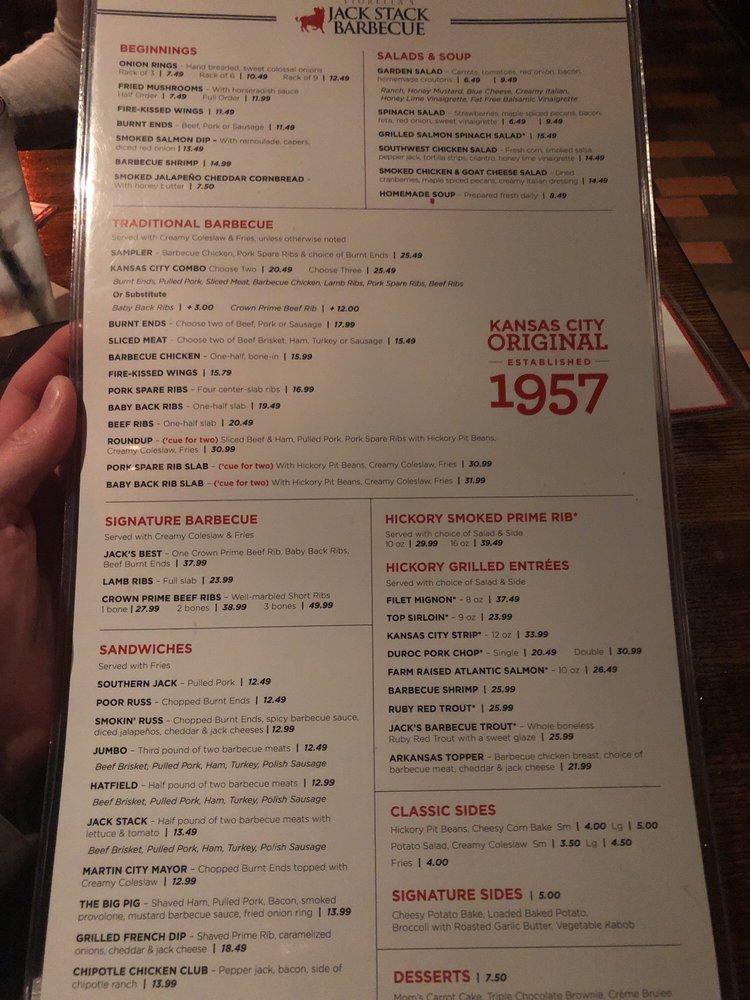 Menu at Jack Stack Barbecue - Overland Park, Overland Park