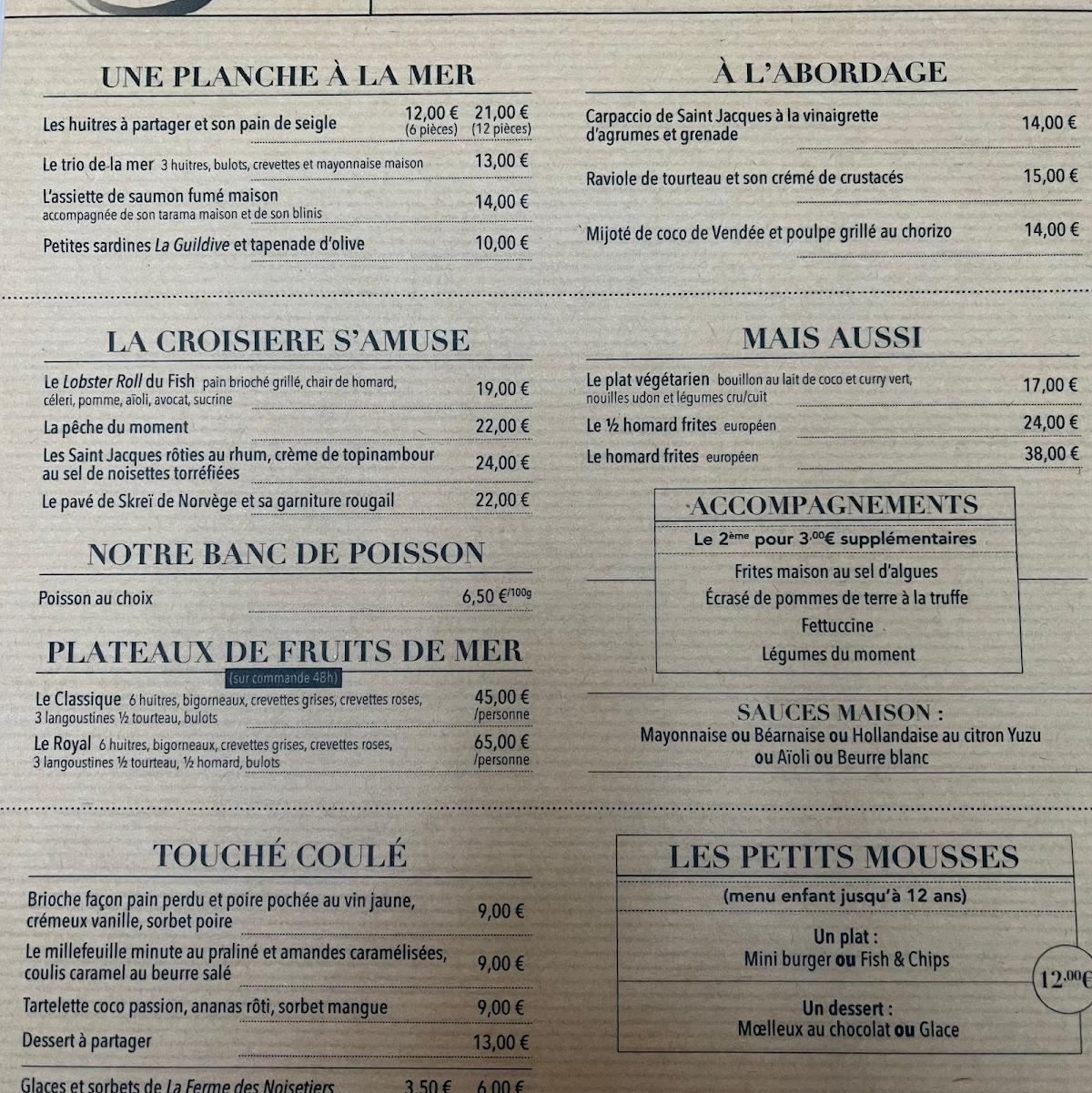 Menu at Le Fish restaurant, Rouen