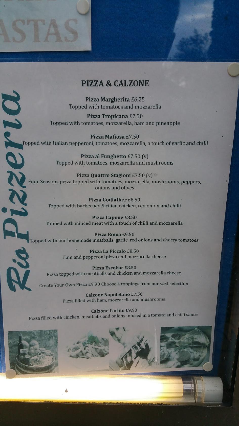 Menu at Rio Pizzeria, Fort William
