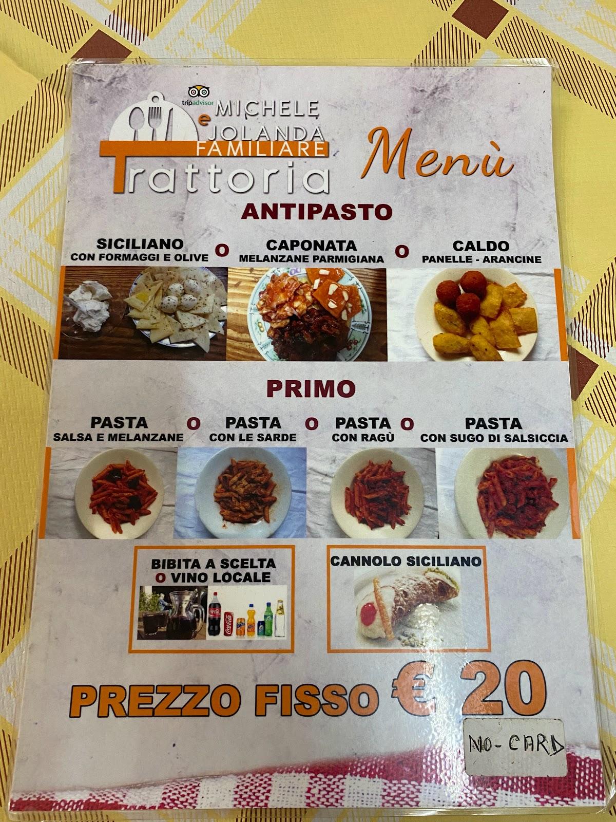 Menu at Trattoria Familiare da Michele & Jolanda restaurant, Palermo ...