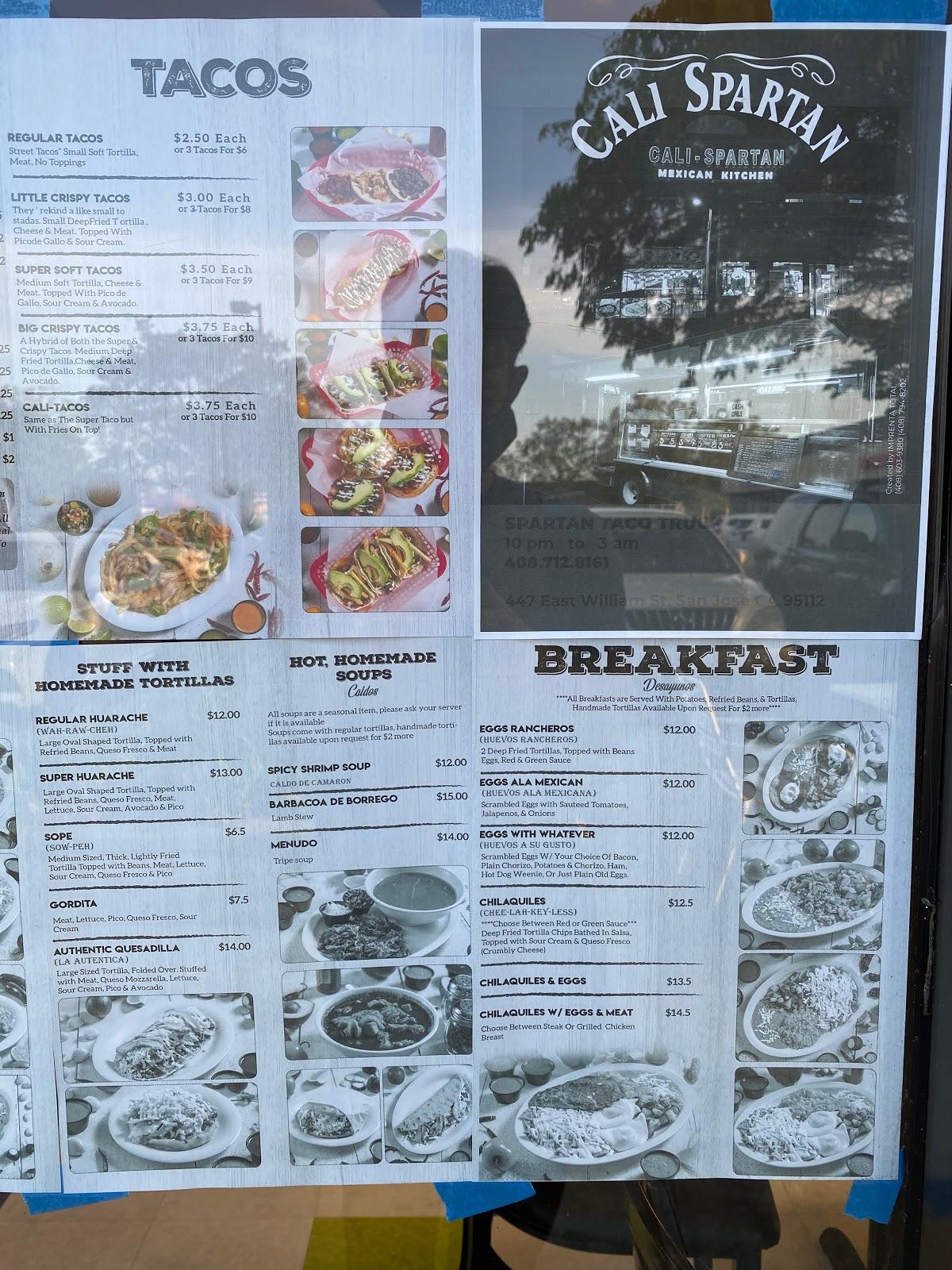 Carta del restaurante Cali Spartan Mexican Kitchen, San Jose, Blossom ...