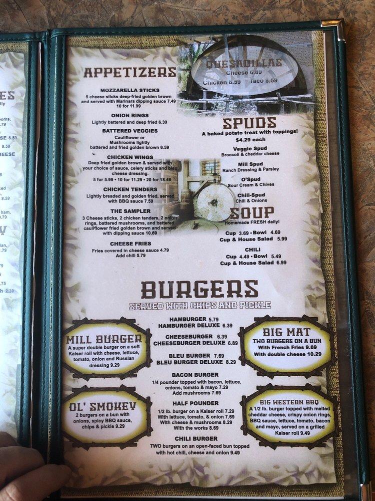 Menu at Grist Mill restaurant, Parish, County Rte 26