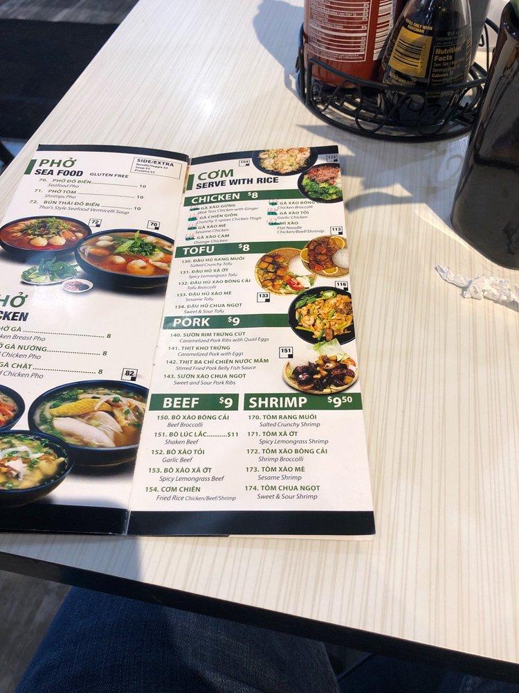 Menu at Pho Corner restaurant, Richardson