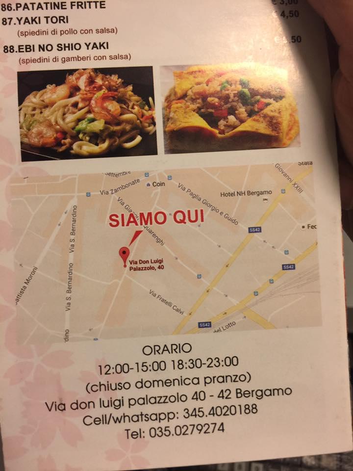 Menu at Asian Mix restaurant, Bergamo