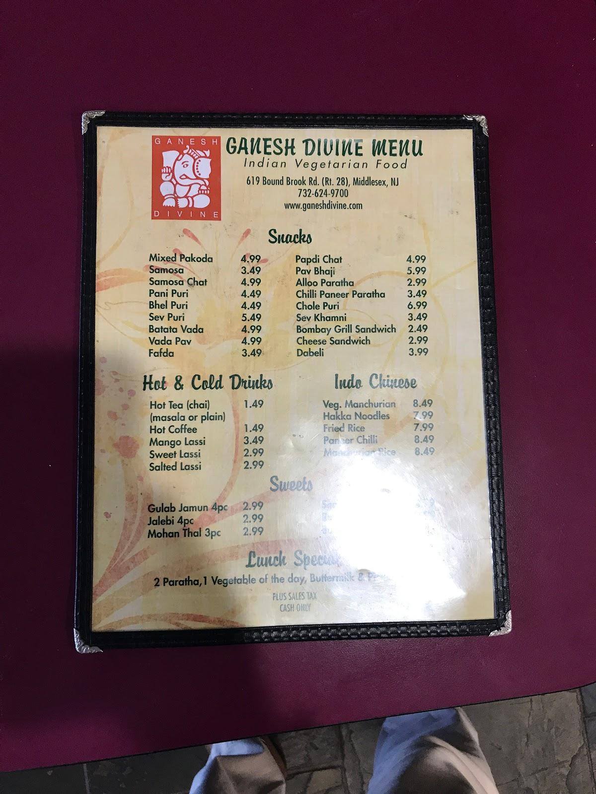 Menu at Ganesh Divine restaurant, Middlesex