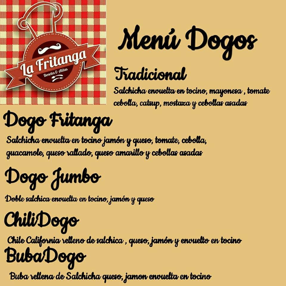 Carta del restaurante La Fritanga, Mexicali