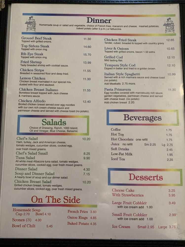 Menu at Little Wonder Cafe, Richfield