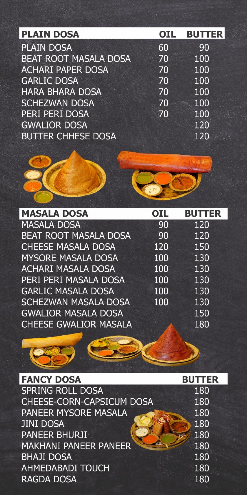 Menu at Real Daa Dosa, Ahmedabad