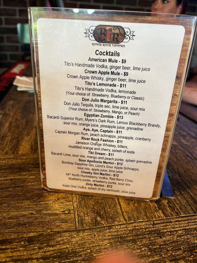 Menu at River Rock Tavern pub & bar, Derby
