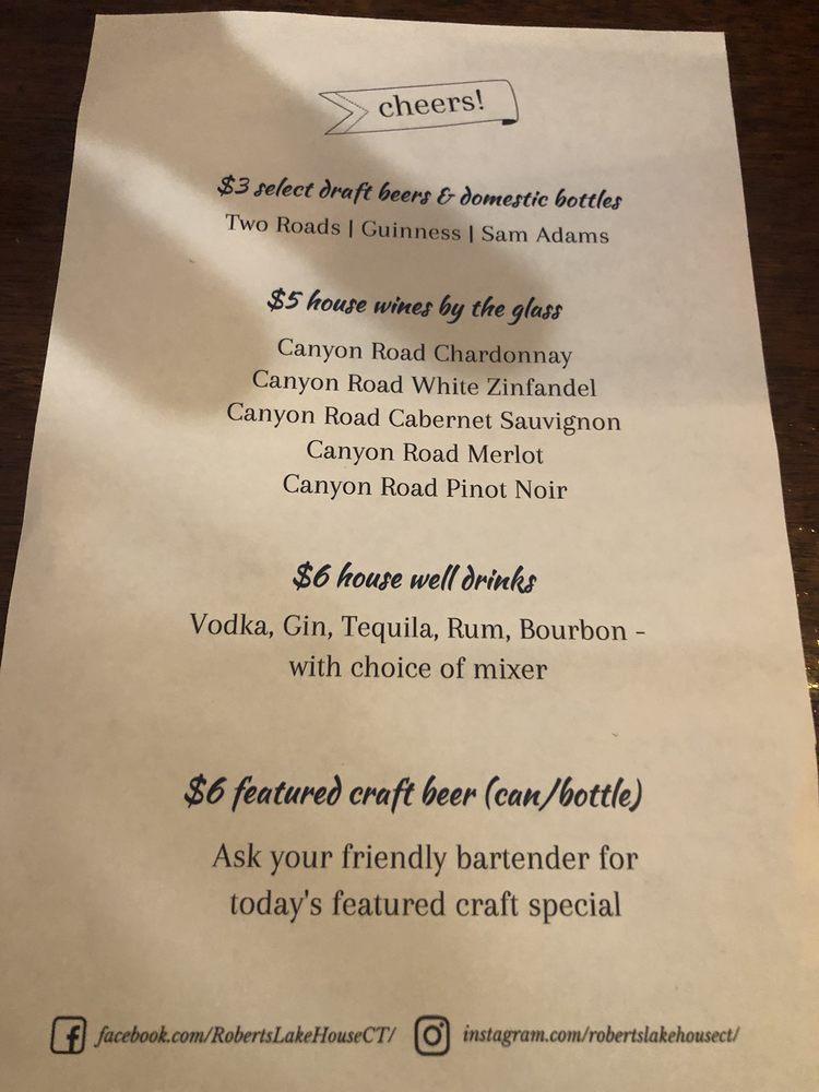 Menu at Robert's LakeHouse pub & bar, East Hampton