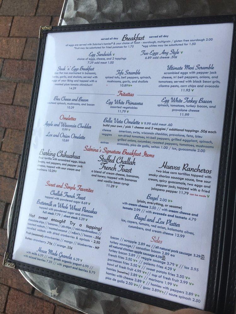Menu at Sabrina's Cafe, Wynnewood