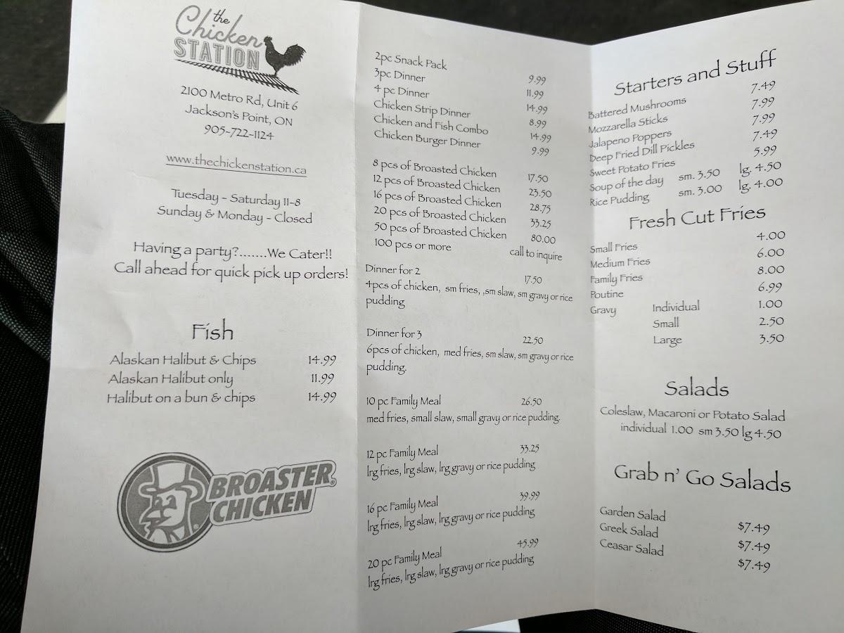 Menu at The Chicken Station restaurant, Georgina
